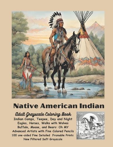 Debra Frame Native American Indian Adult Grayscale Coloring Book ...