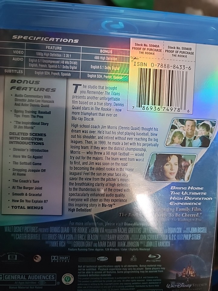 The Rookie (Blu-ray Disc, 2008) 786936749786 | eBay