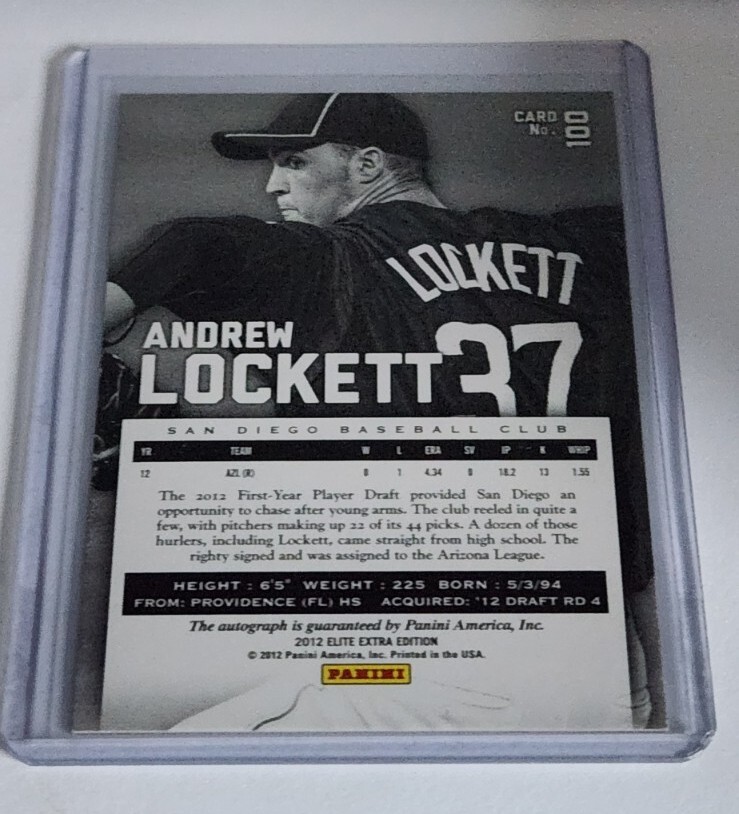 2012 Elite Extra Andrew Lockett Prospect Autograph Auto #'d 20/299 #100 ...