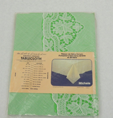 THE LOOK OF LINEN & LACE, TABLECLOTH, MICHELE, 70 ROUND, VINYL | eBay