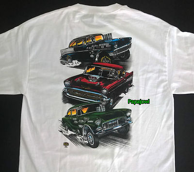 Tri 5 Chevy Drag Racing Hot Rod T-Shirt 1955 1956 1957 Chevrolet 55 56 ...