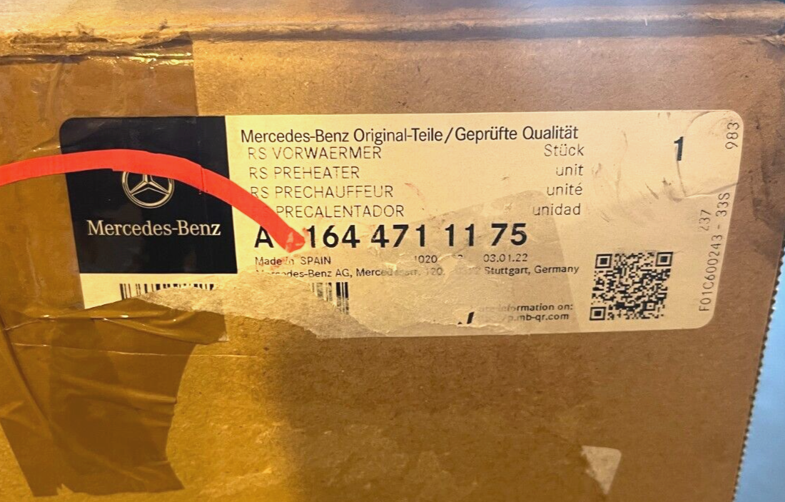 2007-11 MERCEDES ML320 ML350 DIESEL EXHAUST RS PREHEATER 1644711175 ...