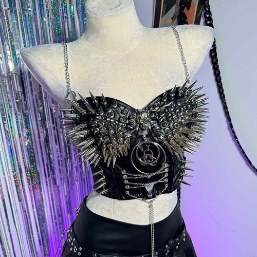 Grunge Goth Studded E-Girls Emo Punk Rock Chain Y2K Halter Camisole ...