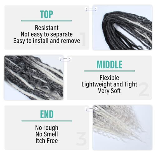 24 Inch 3 In 1 Dreadlock Extensions Sets, 30 Strands Mixed DE-30s-24 ...