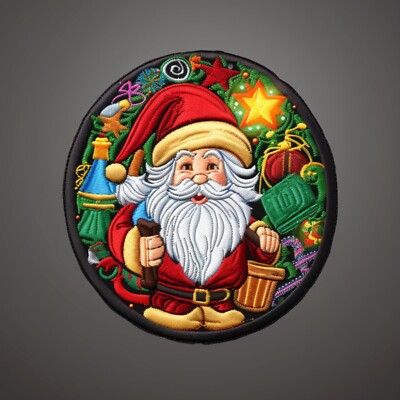 Santa Claus Patch Iron-on Applique Clothing Christmas Badge Rudolph ...