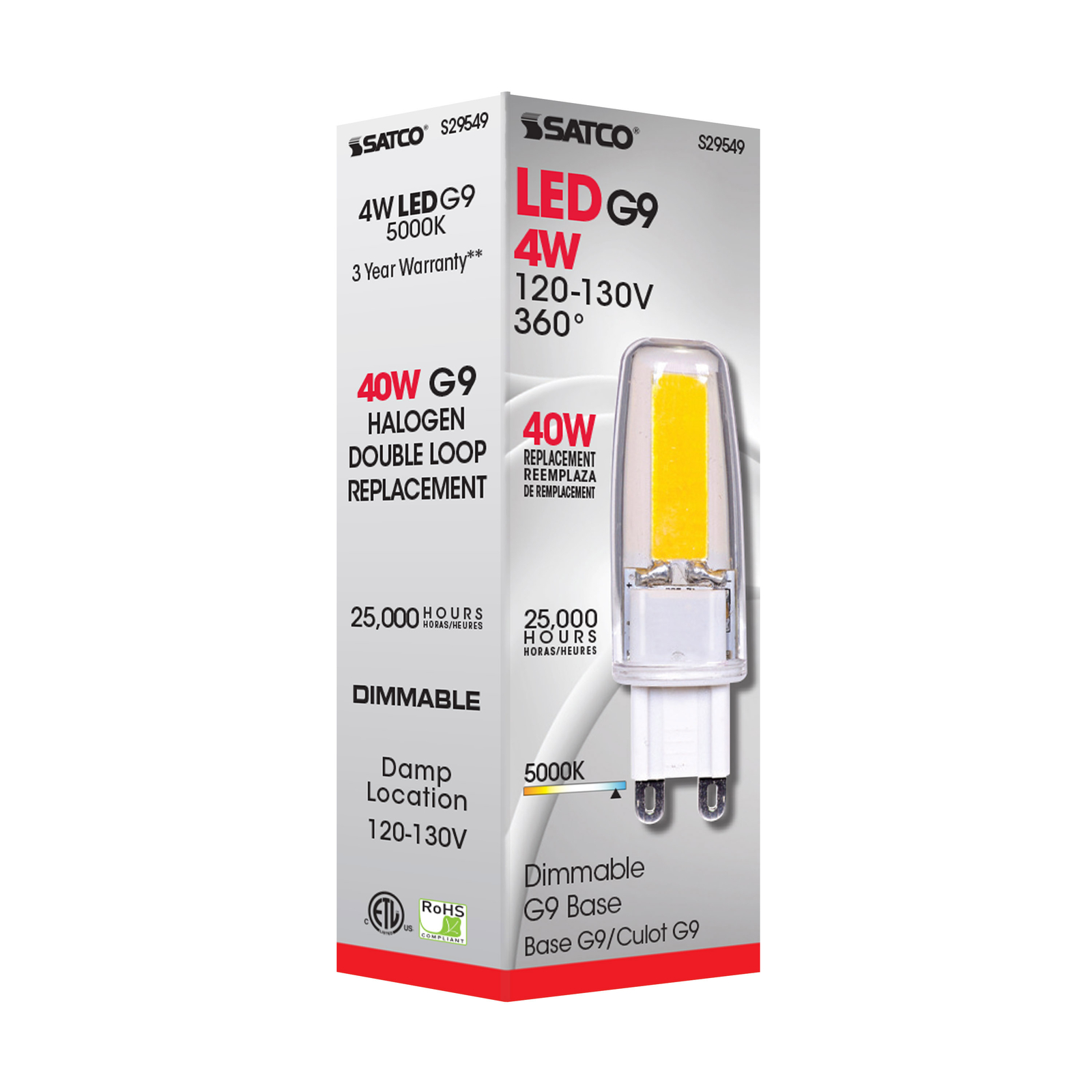 Silicon LED Replacement 4 Watt 120V T4 JCD 2-Pin G9 Clear 5000K Natural ...