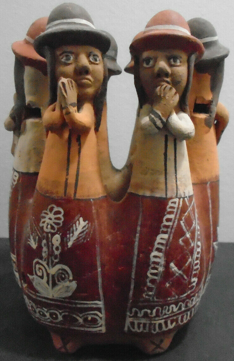 VINTAGE ALLPA PERU HAND MADE & PAINTED CLAY FLUTE FIGURE - FIGURINE | eBay