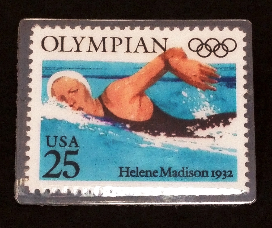 Helene Madison, Swimming, 1932 Summer Olympics Stamp Pin. USPS Issued ...