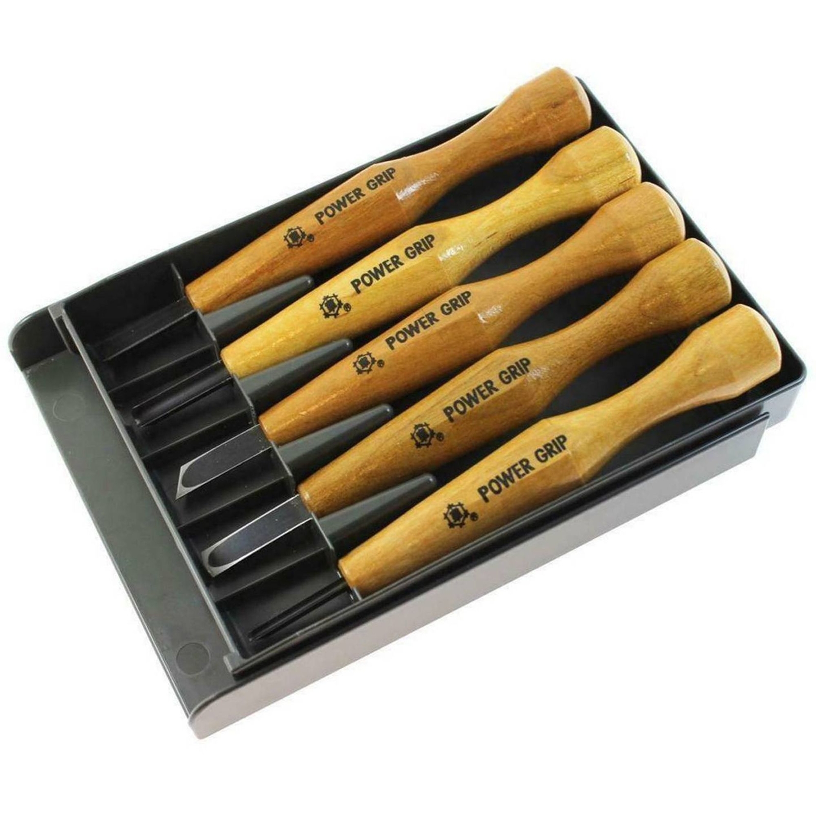 Mikisyo 5pcs Power Grip Wood Carving Tool Kit U V Gouge Chisel Set Left ...