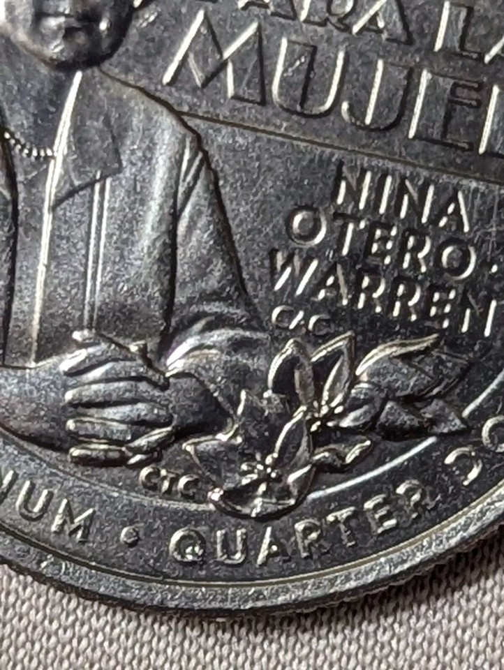 Circulated 2022 D Nina Otero Warren Quarter DDO DDR Die Break Obverse ...