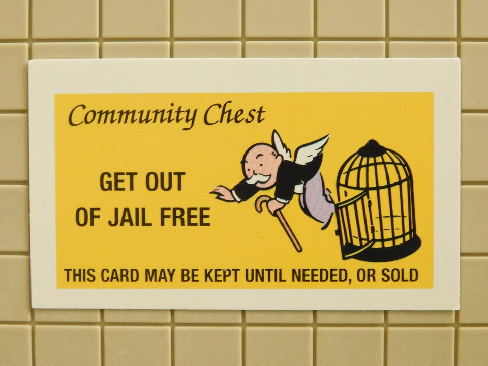 Genuine Monopoly "Get Out of Jail Free" Card (ONE, Var. Editions, Your ...