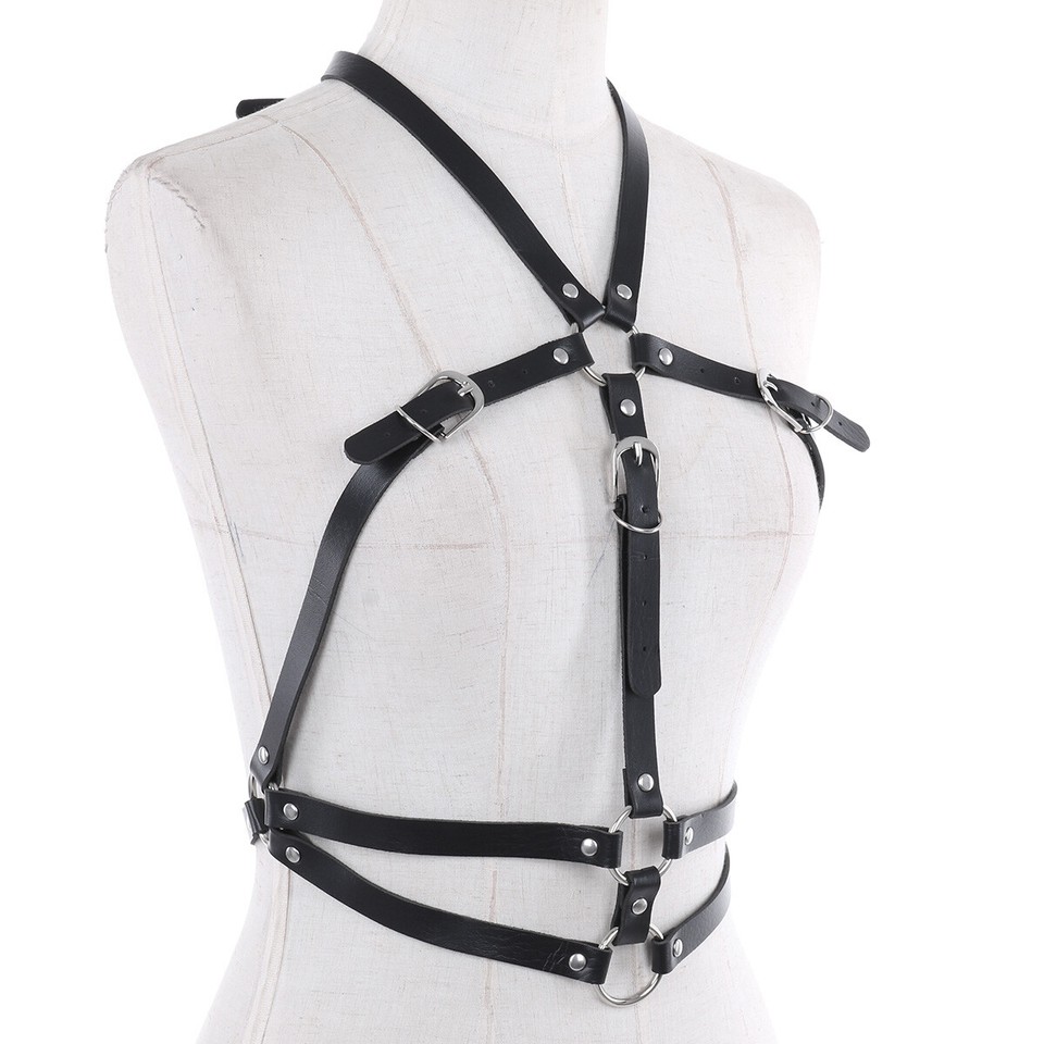 Women Adjustable Leather Harness Bra Body Chest Cage Belt Strap ...
