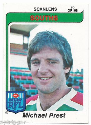 1980 NSW RFL Scanlens (95) Michael PREST Souths : Near Mint : | eBay ...