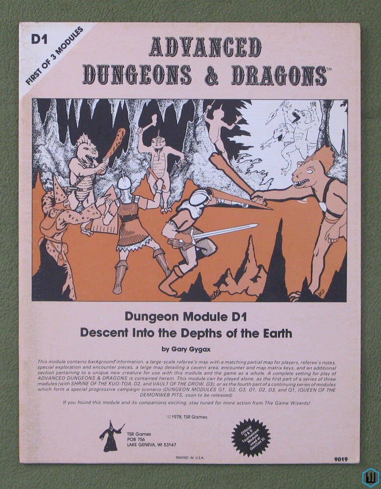 Descent Into the Depths of the Earth (Advanced Dungeons Dragons D1) TSR ...