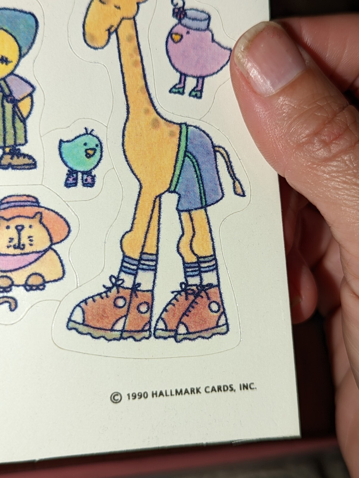 Vintage Hallmark Stickers Fuzzy Flocked Animals Pig dog cat giraffe 1 ...