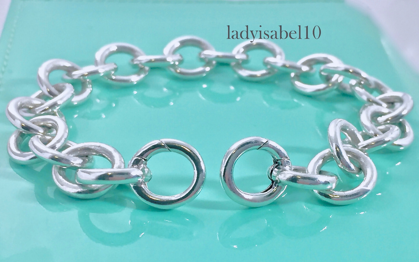 Tiffany & Co 7.75" Clasping End Large Round Donut Link Bracelet Silver ...
