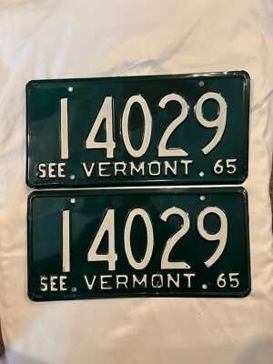 LICENSE PLATES VERMONT 1965 14029 | eBay