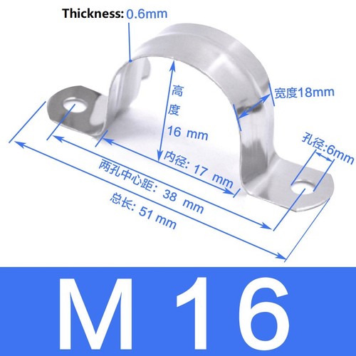 304 Stainless Steel 5mm-200mm Saddle Band Clips Pipe Brackets U Clamp ...