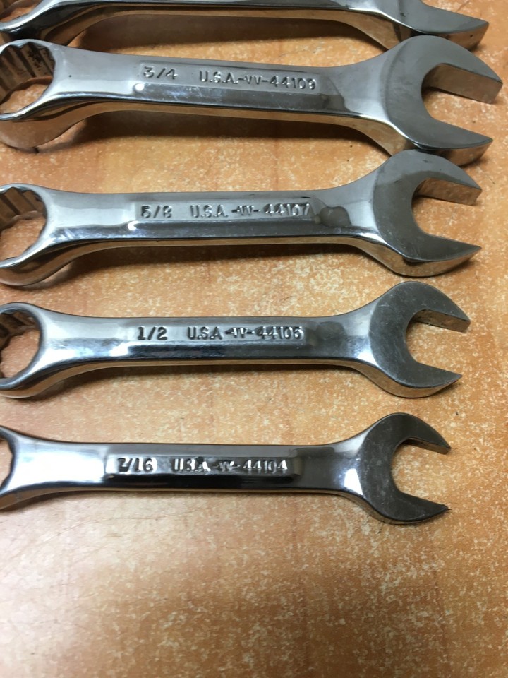 Craftsman SAE Stubby Combination 12 Pt 6pc Wrench Set USA VV-44100 ...