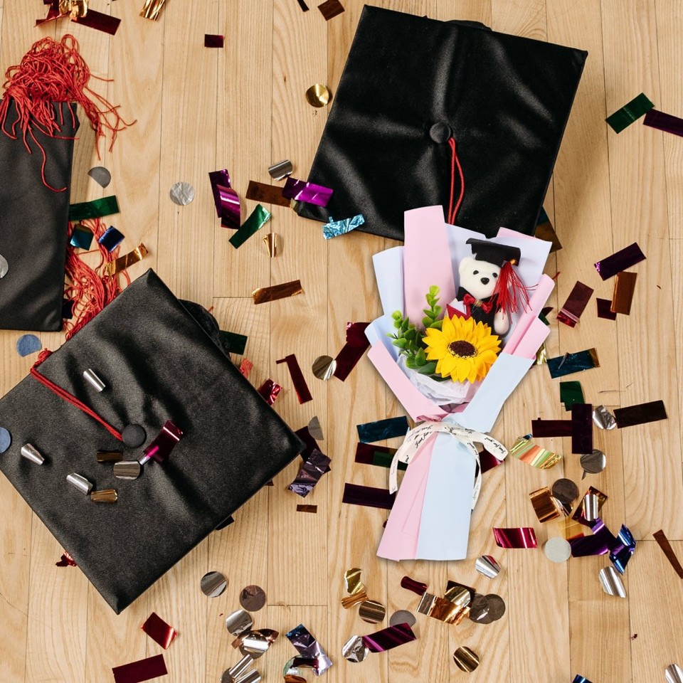 Graduation Bouquet Decoration Grad Party Prop Graduation Bear Flower ...