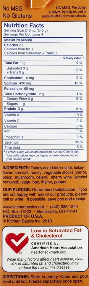 Kitchen Basics Turkey Stock (Gluten Free), 32 oz, (Pack of 3) | eBay