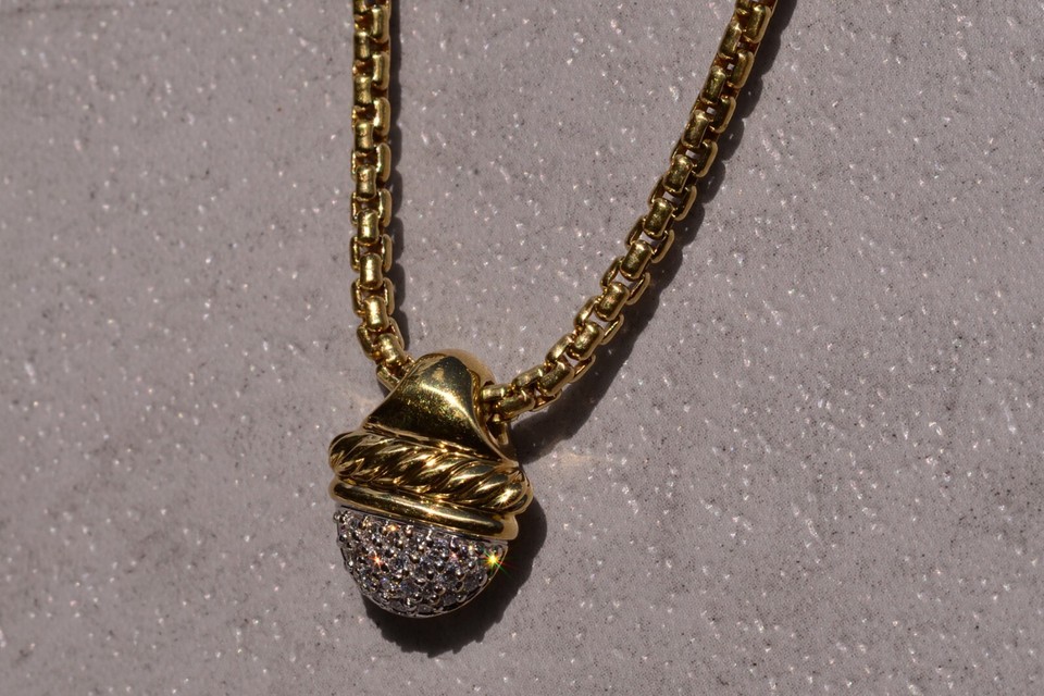 Vintage David Yurman Signed Diamond Acorn In Yellow Gold | eBay
