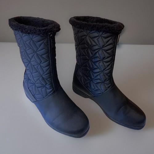 Totes Womens Winter Snowflake Boots Black with Zip 7M Excellent ...