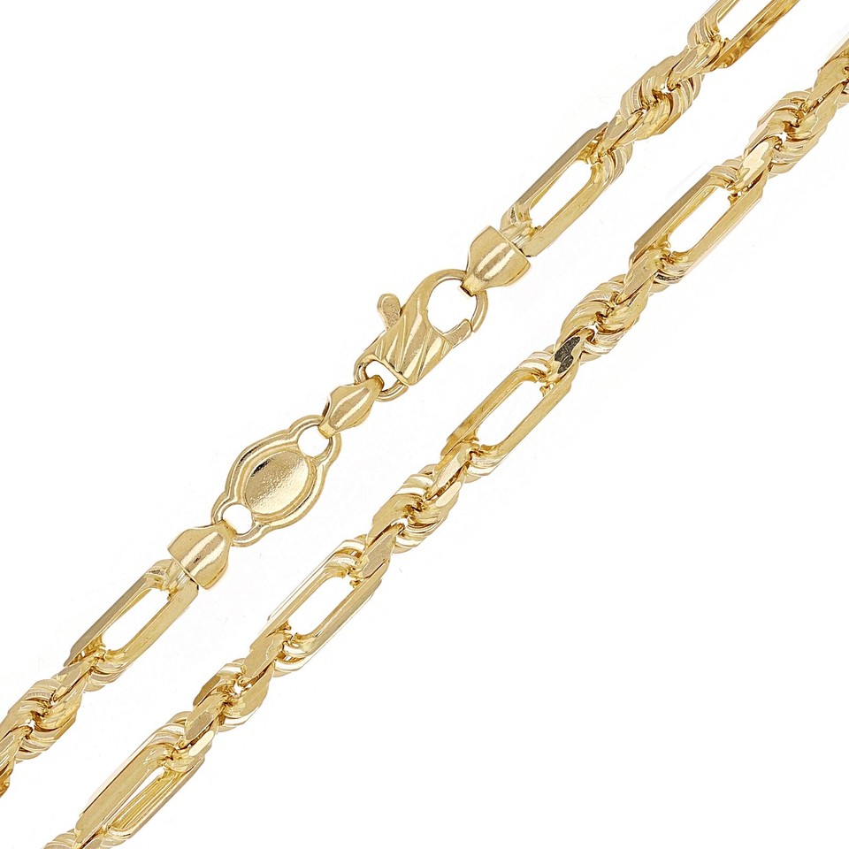 Italian 14k Yellow Gold Solid Milano Figaro Rope Chain Necklace 26" 5mm ...