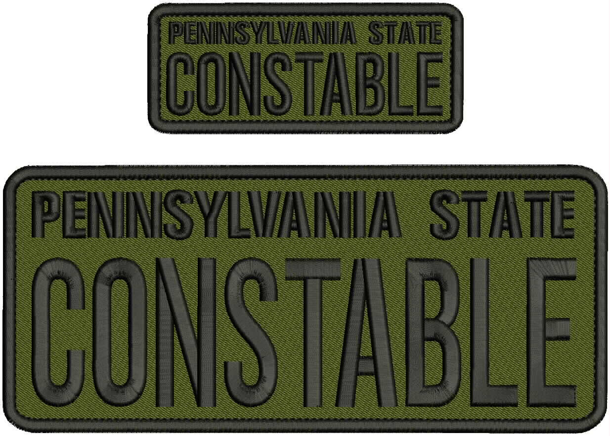 PA STATE CONSTABLE EMBROIDERY PATCH 4X10 & 2X5 HOOK ON BACK BLACK ON OD ...