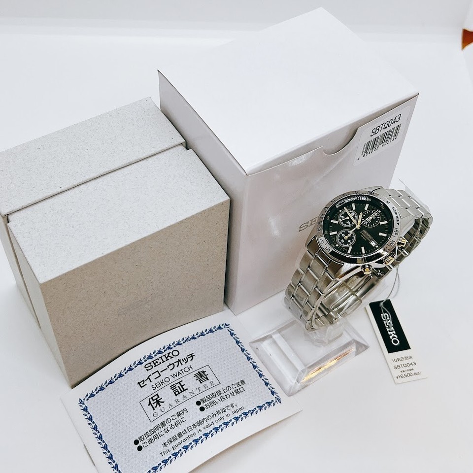 Seiko SBTQ043 Black Gold Mens Chronograph Watch Spirit Practical ...