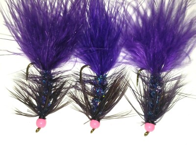 Egg Sucking Leech Bead Head Purple w Pink Egg size 4 (per 3) | eBay