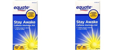 Equate Stay Awake Caffeine 200 mg Alertness Aid Energy Lot - 160 ...