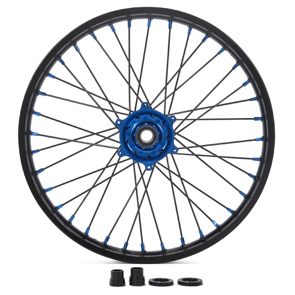 YZ 125 250 21"/19" CNC Spoked Wheel Blue Hubs Set for Yamaha YZ125 ...