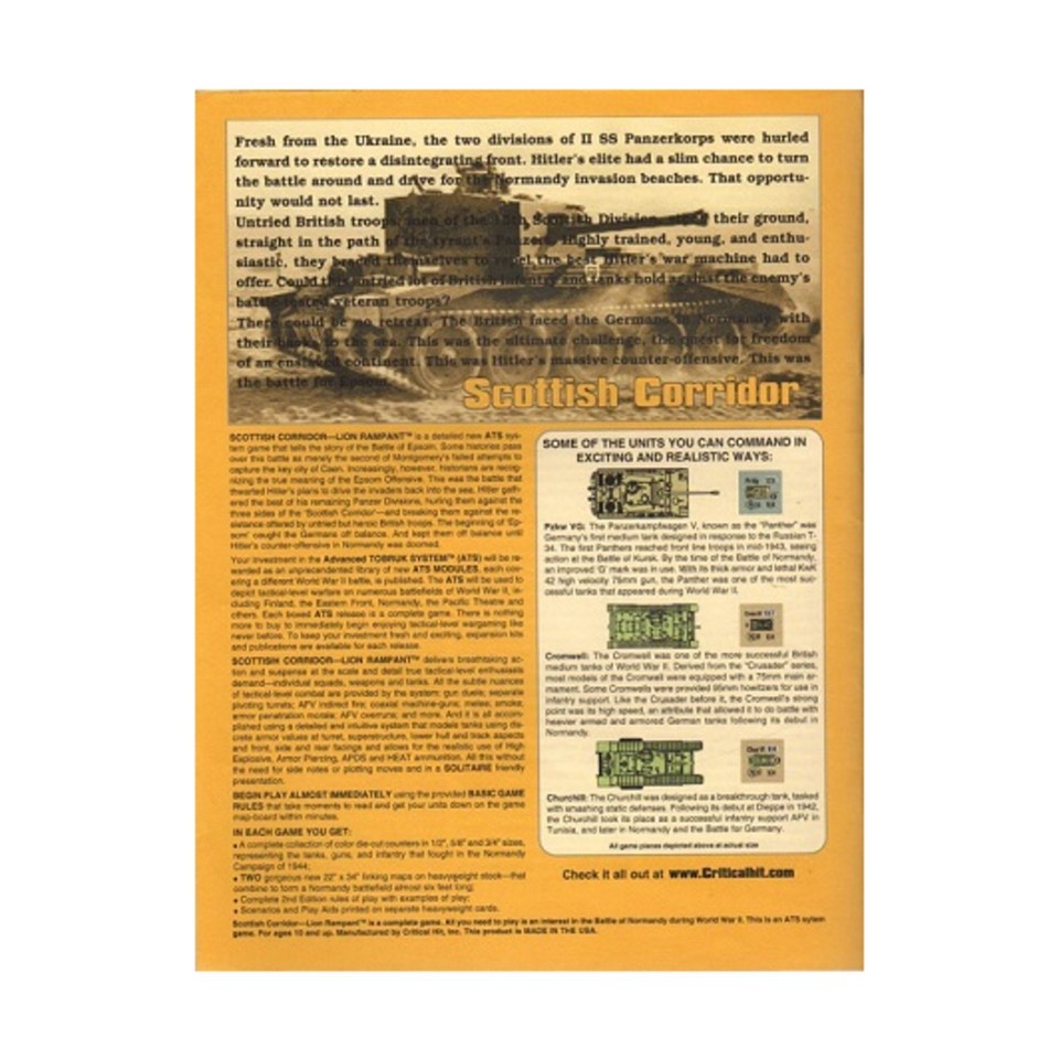 Critical H Advanced Tob Arnhem Defiant Stand & Scottish Corridor Gamers ...