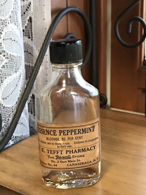 Antique Rexall Bottle Essence Peppermint 85% Alcohol Canarsaga NY | eBay
