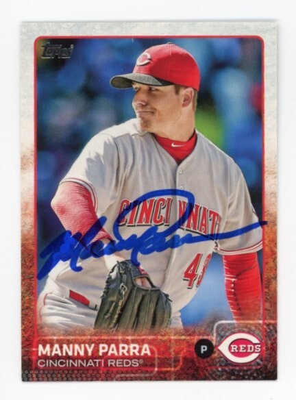 SIGNED BASEBALL CARD AUTO TOPPS 2015 CINCINNATI REDS MANNY PARRA #344 ...