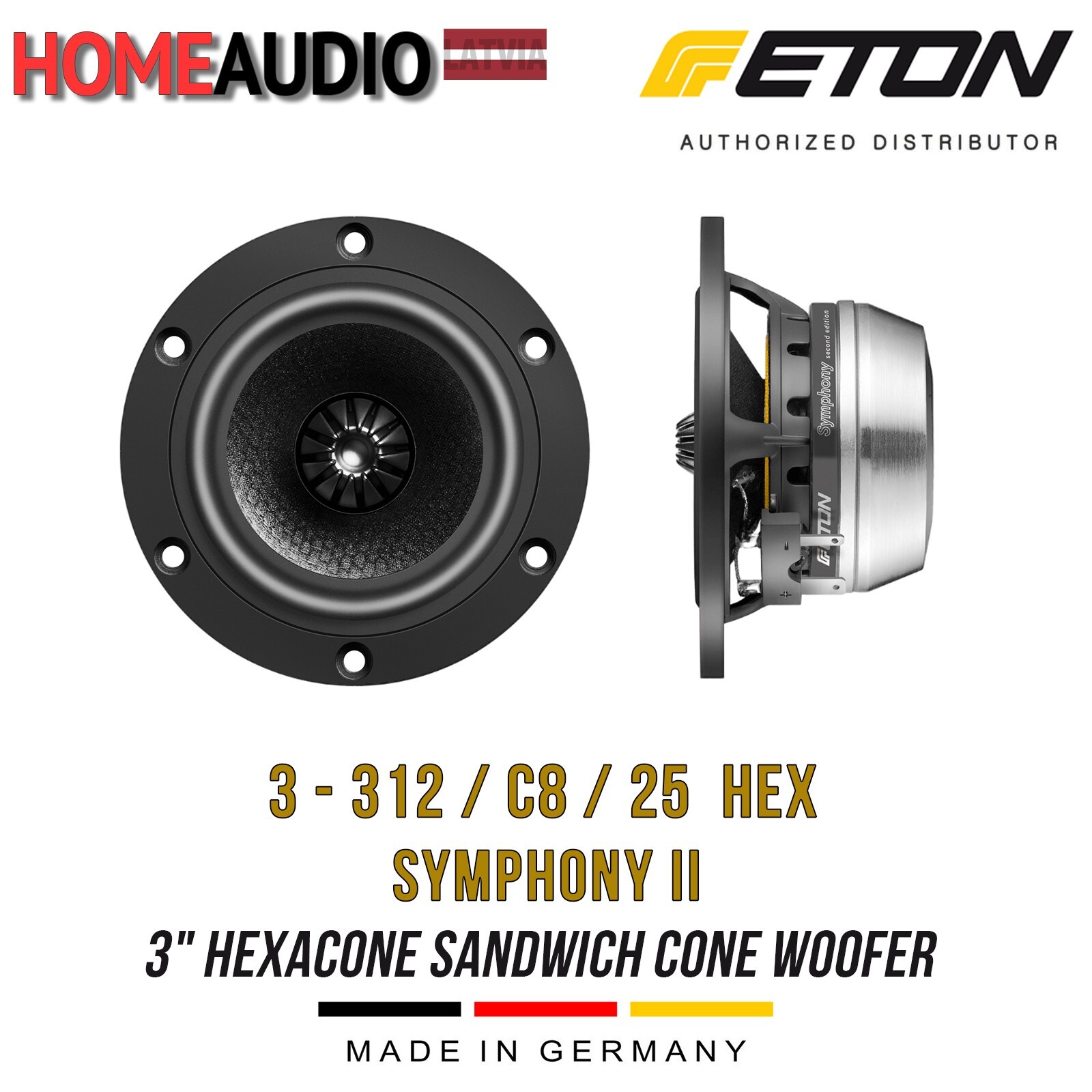 NEW! ETON 3-312/C8/25 HEX SYMPHONY II - 3" (102mm) Hex.sandwich cone ...