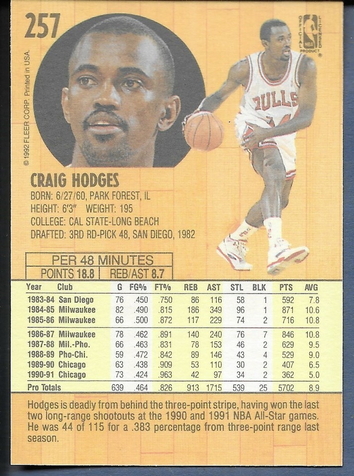 1991-92 Fleer Basketball #257 Craig Hodges | eBay