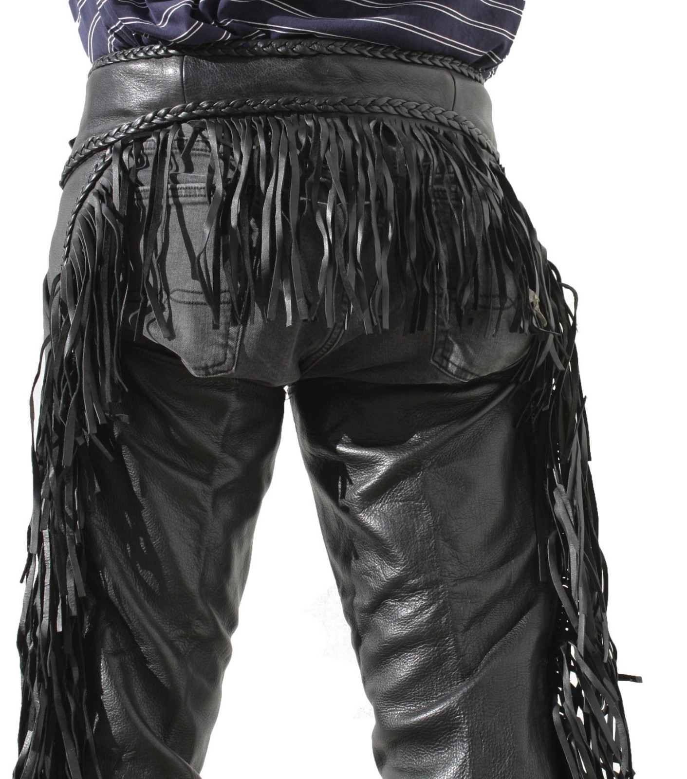 unisex cowhide leather mens ladies motorcycle biker chaps braided ...