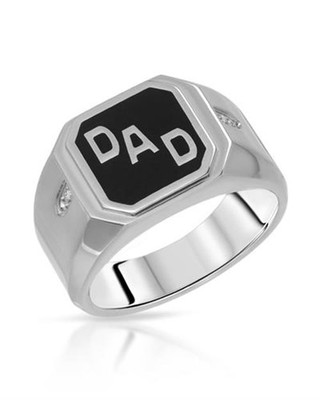 DAD Ring With Genuine Diamond Black Enamel and Stainless steel. Size 8 ...