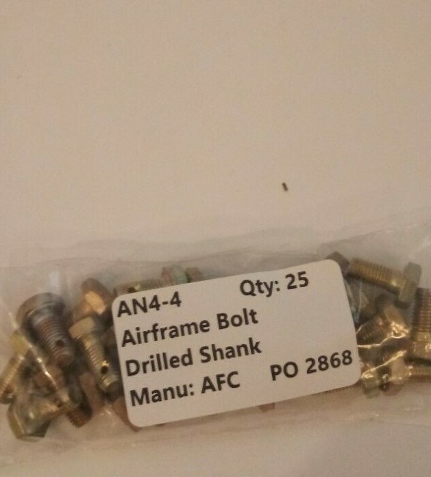 AN4-4, Airframe Bolt, Drilled Shank (Qty: 25) | eBay
