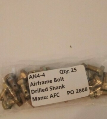 AN4-4, Airframe Bolt, Drilled Shank (Qty: 25) | eBay