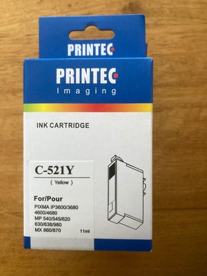 Printec Ink Canon Compatible Inkjet Compatible Cartidge C-521BK, C-521Y ...