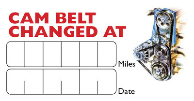 60 x Cam Belt Cambelt Change Service Stickers Self Adhesive size 64mm x ...