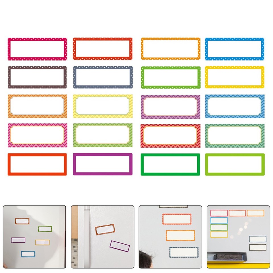 24Pcs Magnetic Dry Erase Labels Name Plate Tags Reusable Label Stickers ...