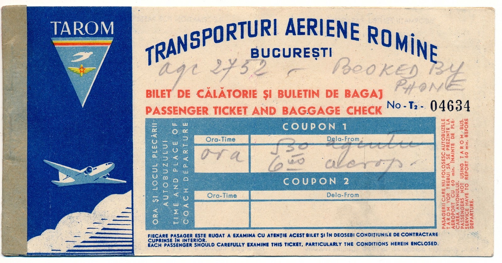 Romania TAROM Ticket Airlines Extremely Rare Airline 1950's | eBay