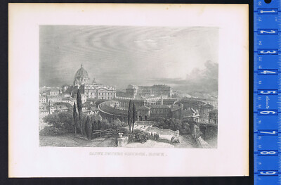 Saint Peters Church, Rome, Italy - 1887 Engraved Print | eBay