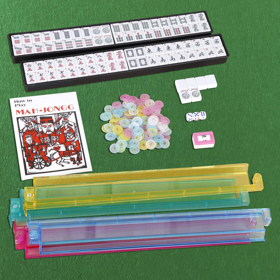American Mahjong Set 166 Tiles 4 Colors Pushers/Racks Mahjong Set W ...