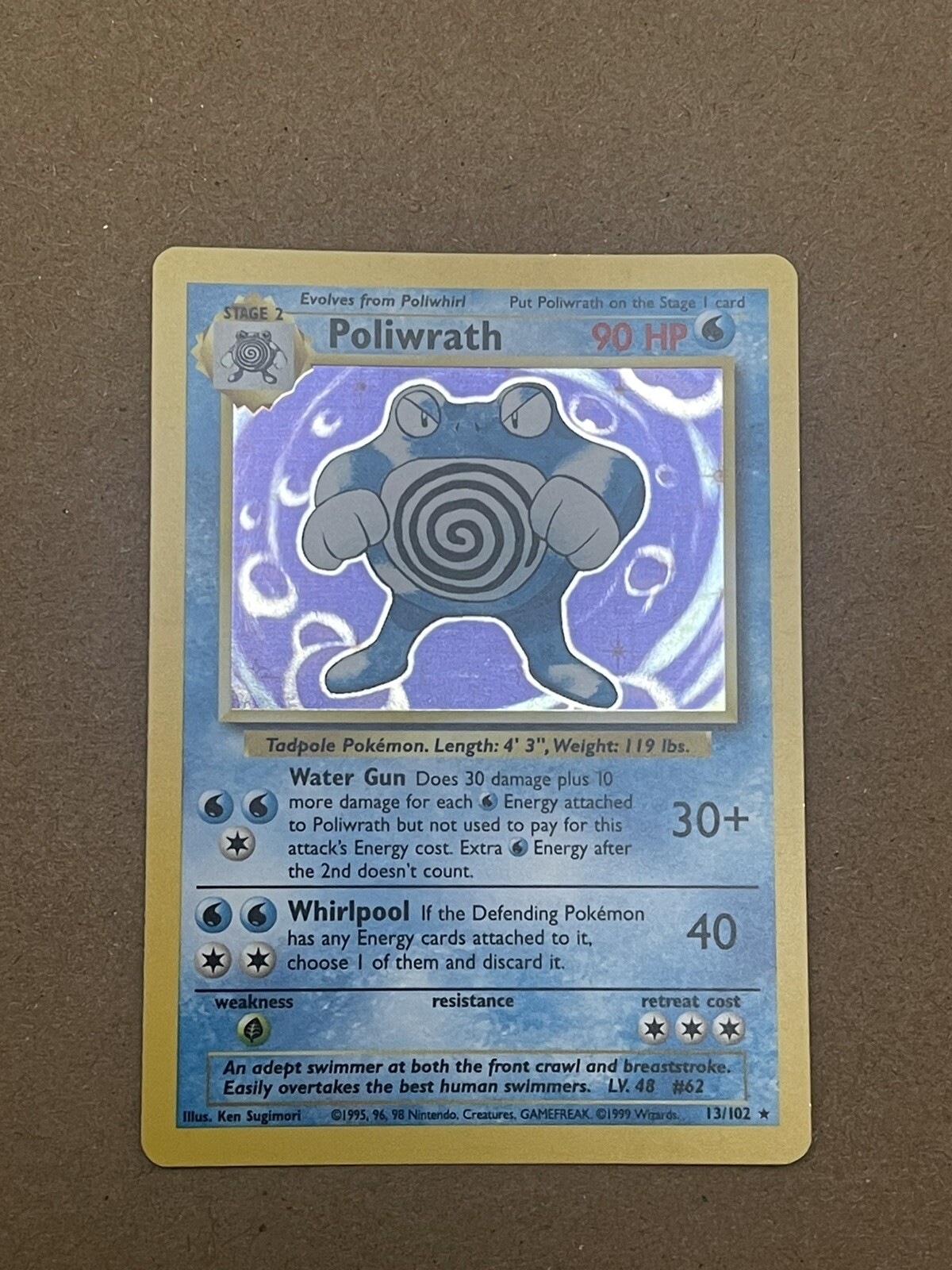 Rare Pokemon Card CG Poliwrath Base Set 13/102 Holo Unlimited Holo Rare ...