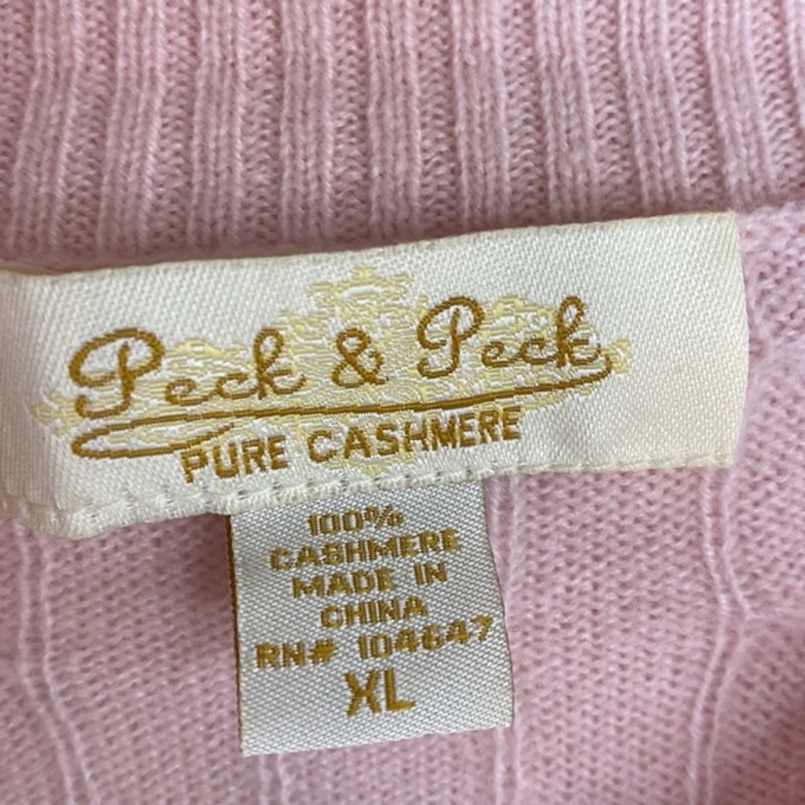 Peck & Peck Preppy Pink Cashmere Cable Ribbed Knit Sw… - Gem